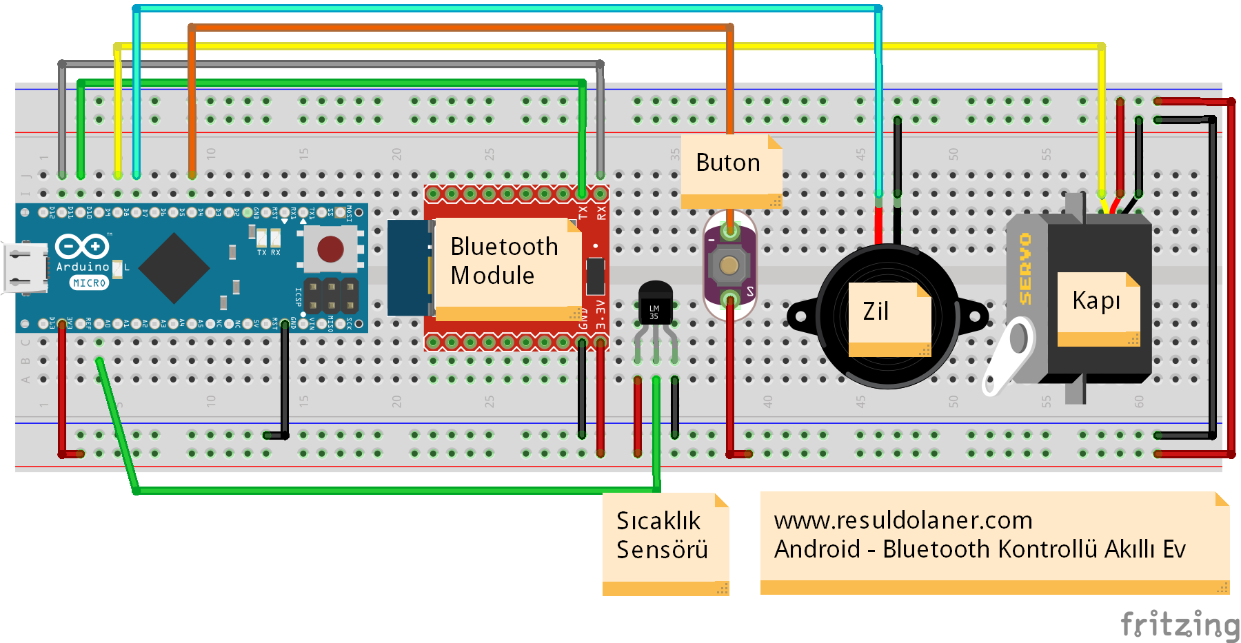 Arduino ile Bluetooth Kontrol (Akıllı Ev Uygulaması) – Resul Rıza DOLANER